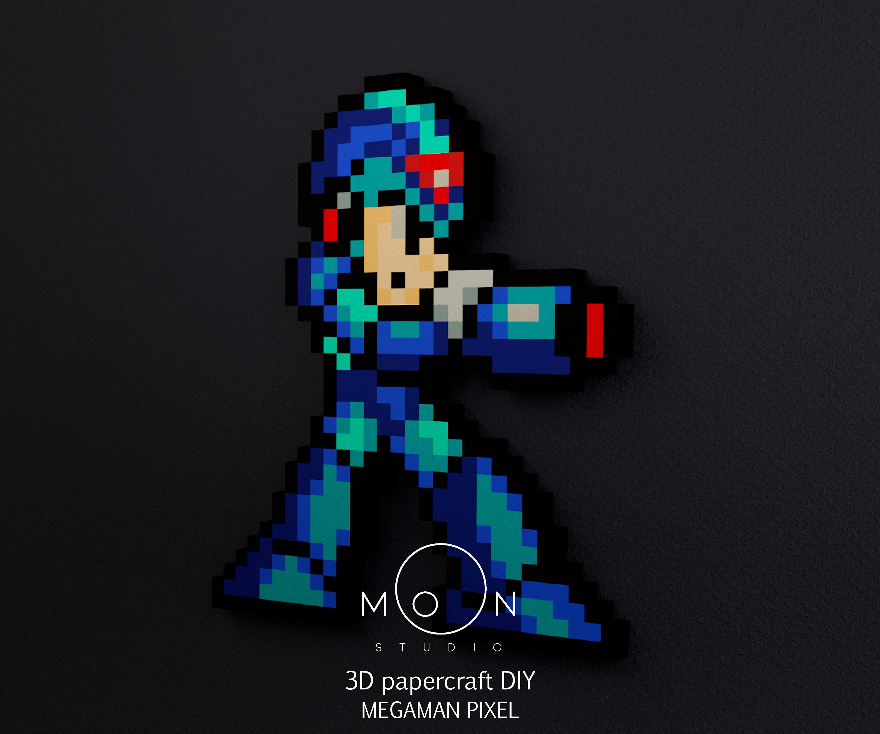 Megaman Pixel DIY Papercraft Low Poly Dxf Svg Video - Etsy