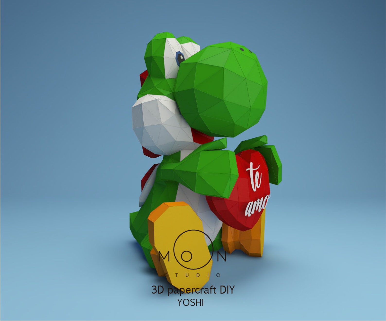 Yoshi Te Amo, DIY, Papercraft, PDF, Svg, Dxf, Low Poly, 3D Model, Craft ...