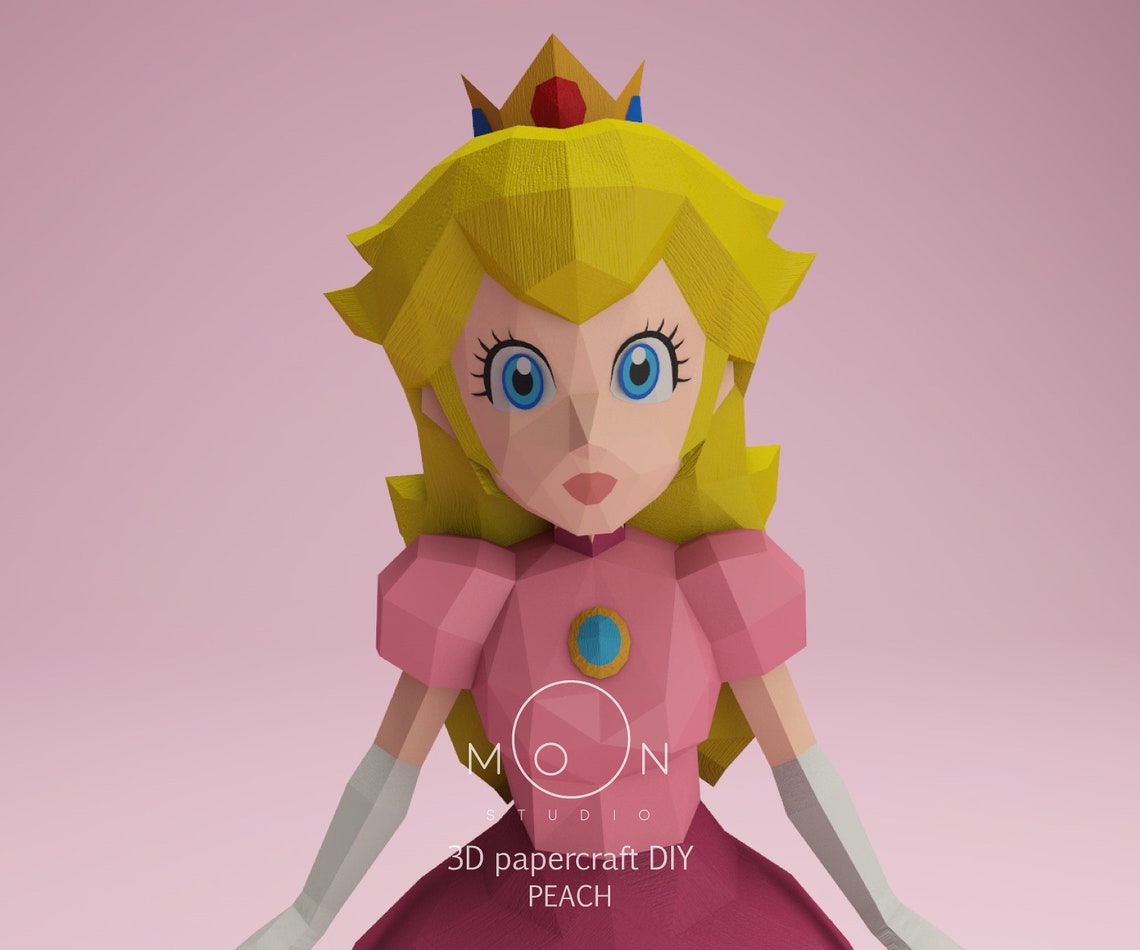 Peach, Princess, DIY, Papercraft, PDF, Svg, Dxf, Low Poly, 3D Model ...