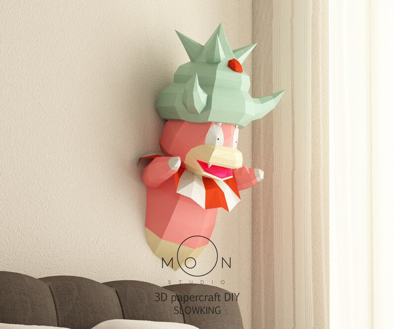 Slowking, DIY, Papercraft, Low Poly, 3D Model, DXF, SVG, Pokemon ...