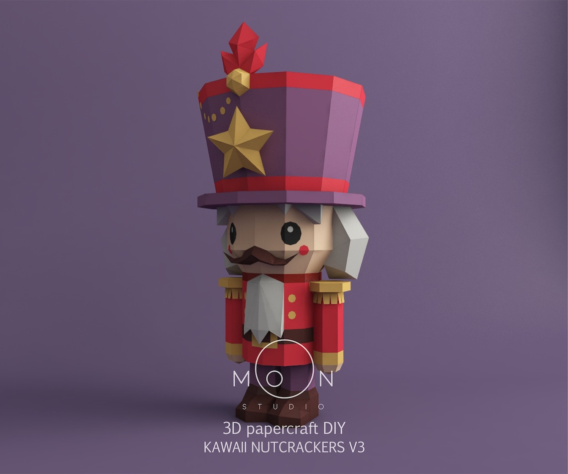 Kawaii Nutcrackers V3, DIY, Papercraft, PDF, Svg, Dxf, Low Poly, 3D ...