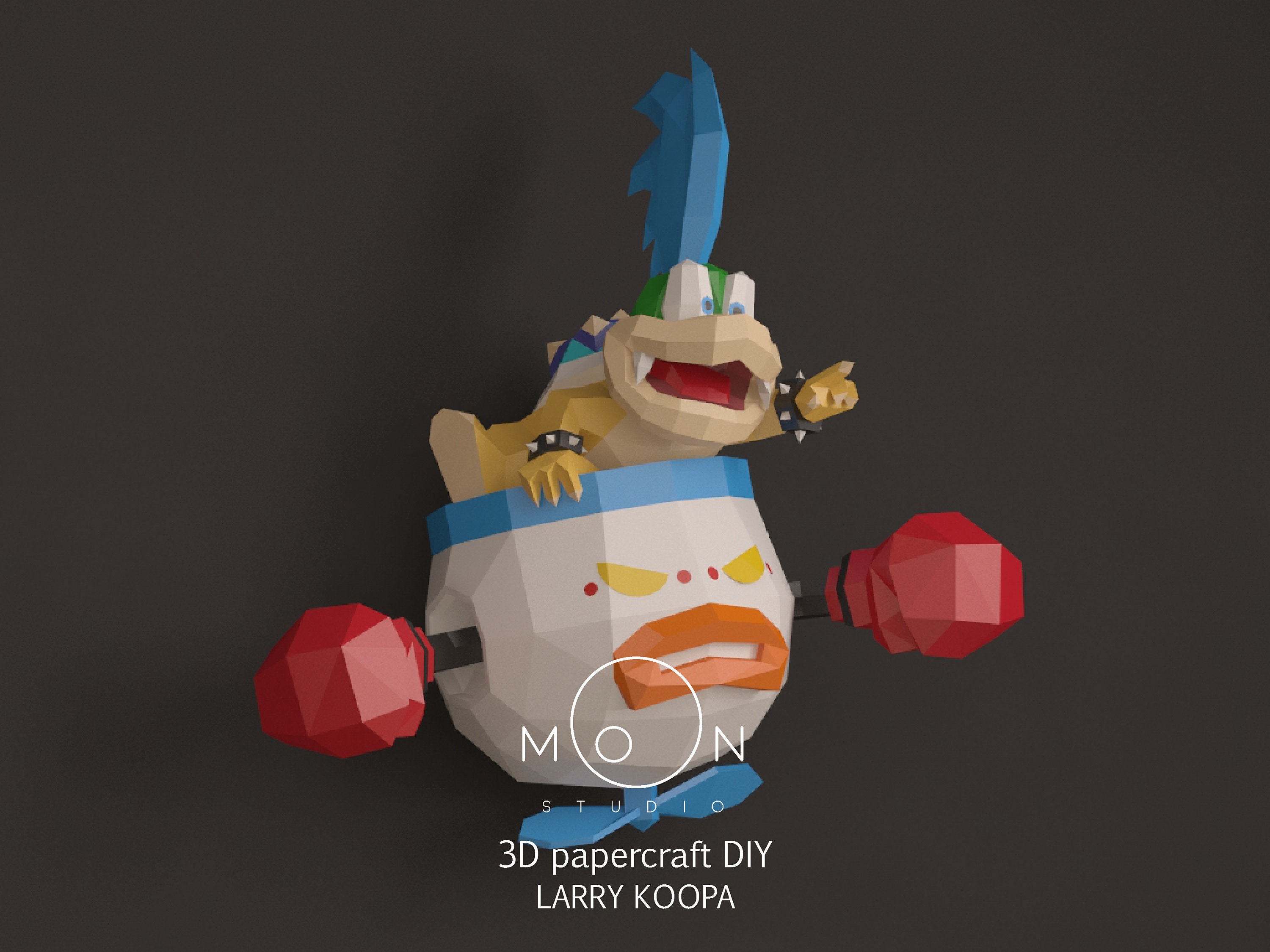 Larry Koopa, Wall Papercraft PDF, Dxf, Cameo, Svg, DIY, Low Poly Paper ...