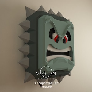 Thwomp, DIY, Papercraft, PDF, Svg, Dxf, Low Poly, 3D Model, Craft ...
