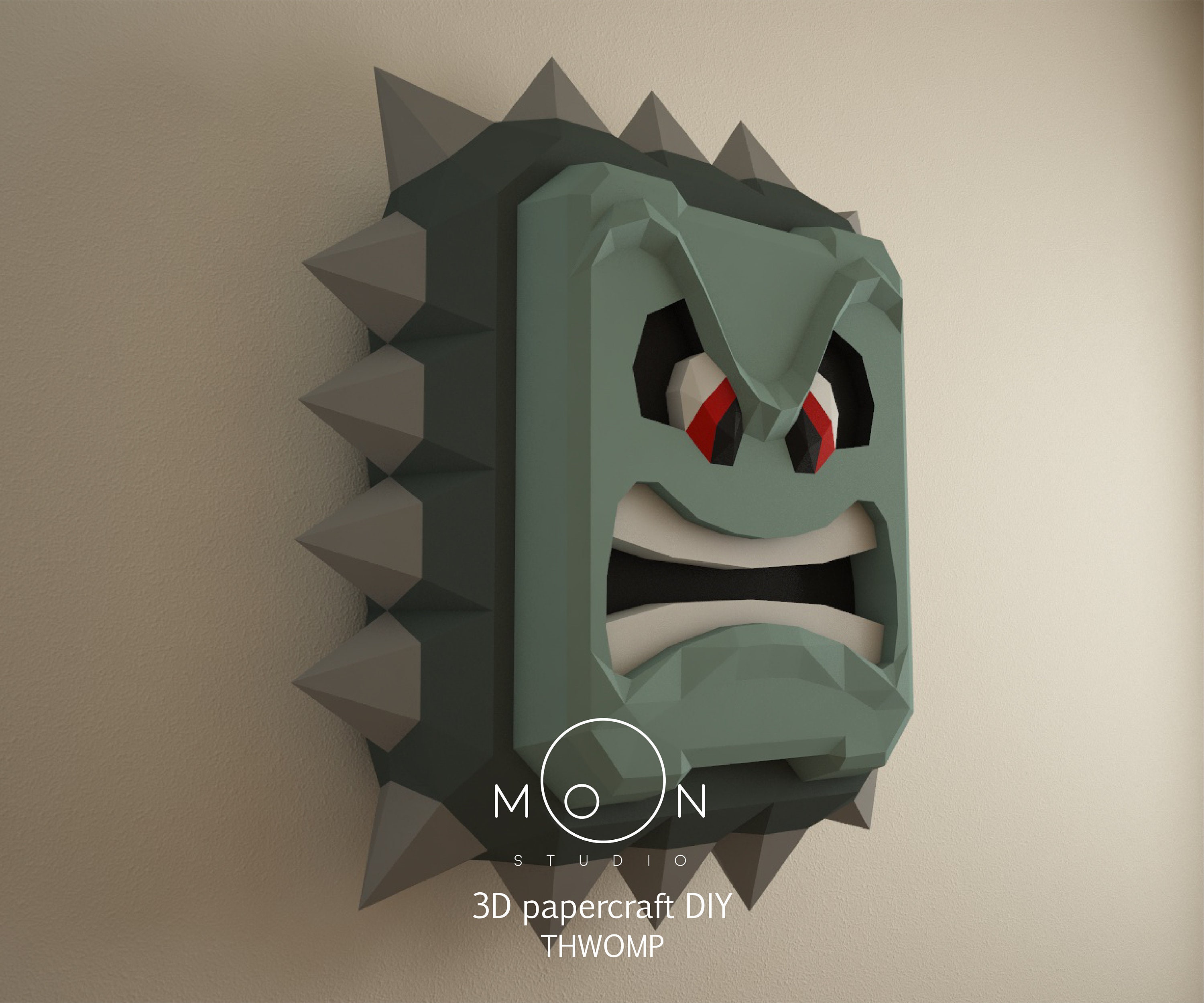Thwomp, DIY, Papercraft, PDF, Svg, Dxf, Low Poly, 3D Model, Craft ...