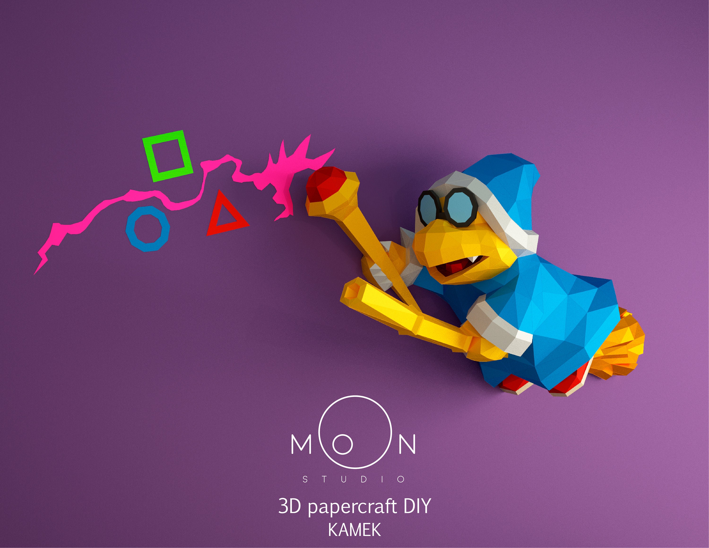 Kamek, DIY, Papercraft, PDF, Svg, Dxf, Low Poly, 3D Model, Craft, Paper ...