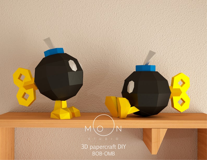 Bob-omb, DIY, Papercraft, PDF, Svg, Dxf, Low Poly, 3D model, Craft ...