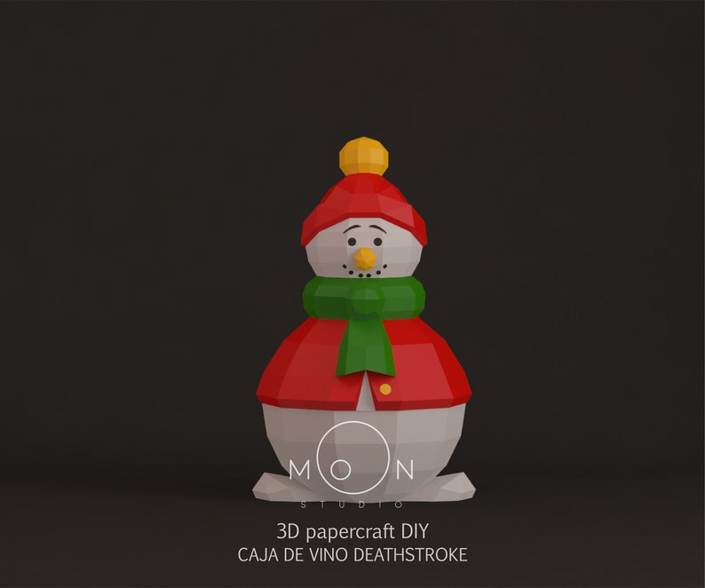 Snowman Wine Box, Papercraft, PDF Templates, DIY 3D Model, Low Poly ...