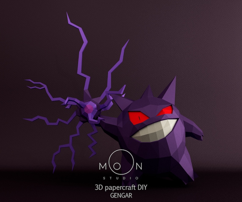 Gengar, DIY, Papercraft, Low Poly, Pokemon, 3D Model, Decor, Series, Tv ...