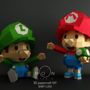 Baby Luigi, DIY, Papercraft, PDF, Svg, Dxf, Low Poly, 3D Model, Craft ...