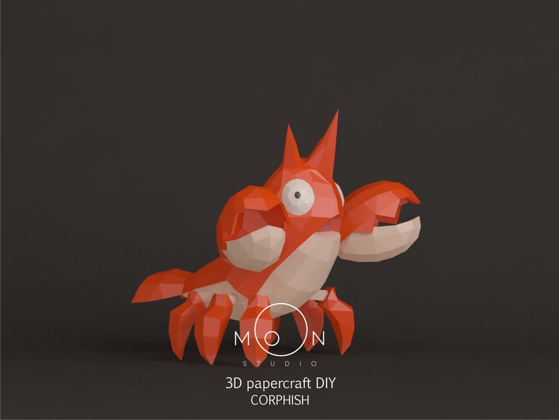 Corpish, DIY, Papercraft, Low Poly, 3D Model, DXF, SVG, Pokemon, Series ...