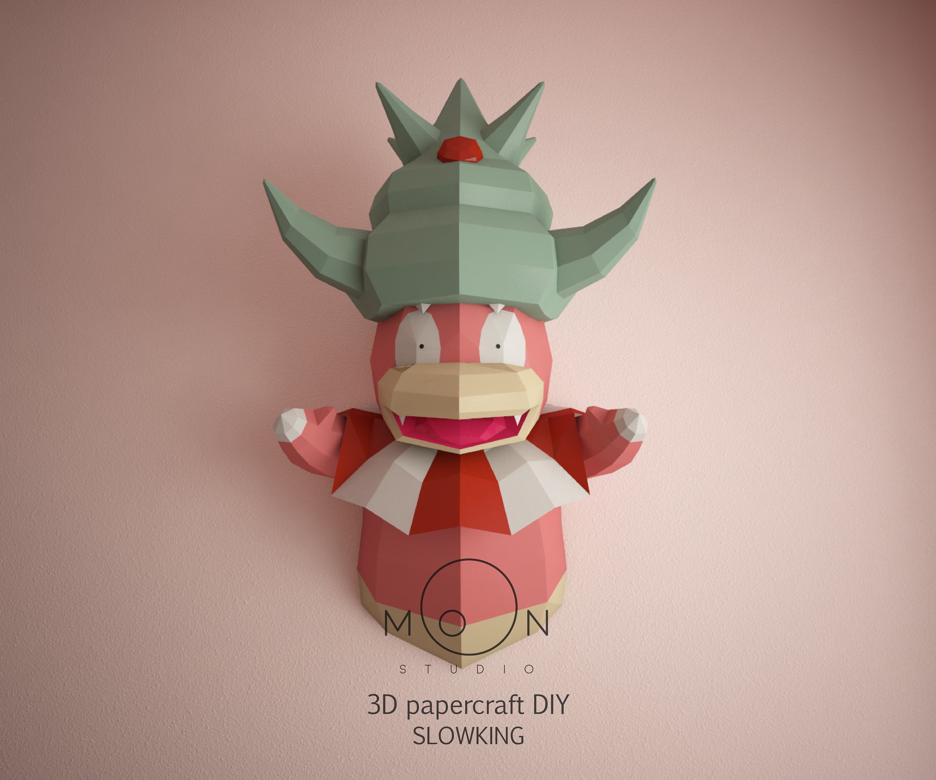Slowking, DIY, Papercraft, Low Poly, 3D Model, DXF, SVG, Pokemon ...
