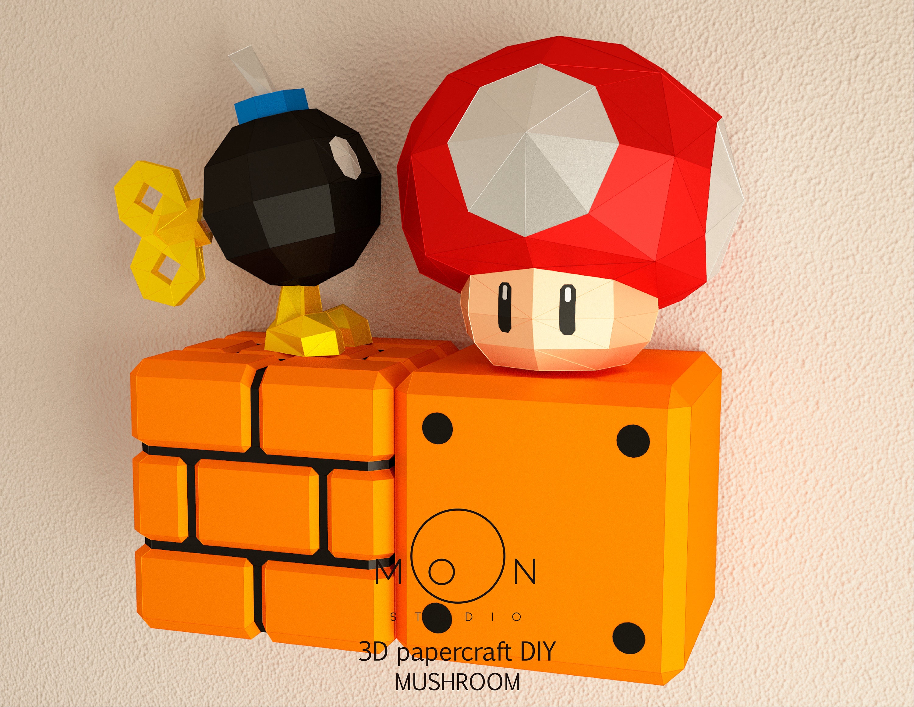 Mushroom DIY Papercraft PDF Svg Dxf Low Poly 3D model - Etsy México