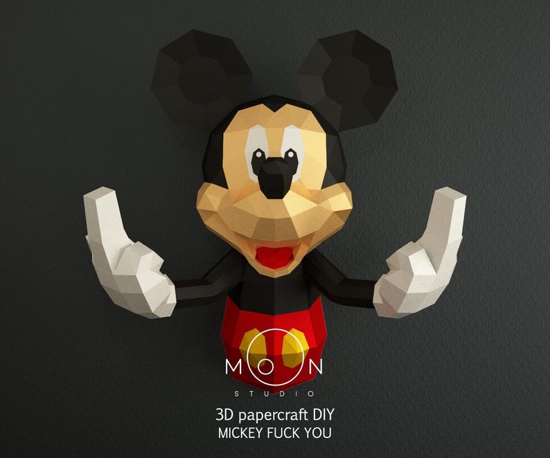 Mickey, DIY, Papercraft, Pdf, Svg, Dxf, Low Poly, 3D Model, Craft ...
