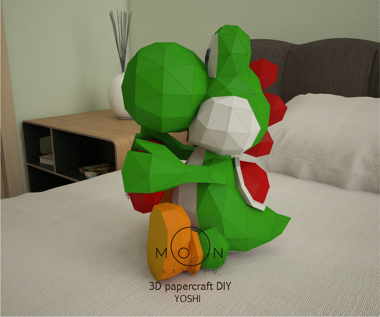 Yoshi Te Amo, DIY, Papercraft, PDF, Svg, Dxf, Low Poly, 3D Model, Craft ...
