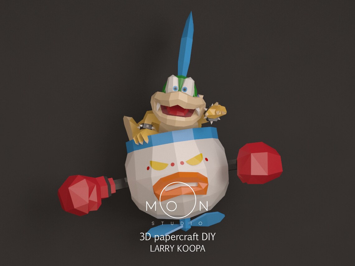 Larry Koopa, Wall Papercraft PDF, Dxf, Cameo, Svg, DIY, Low Poly Paper ...