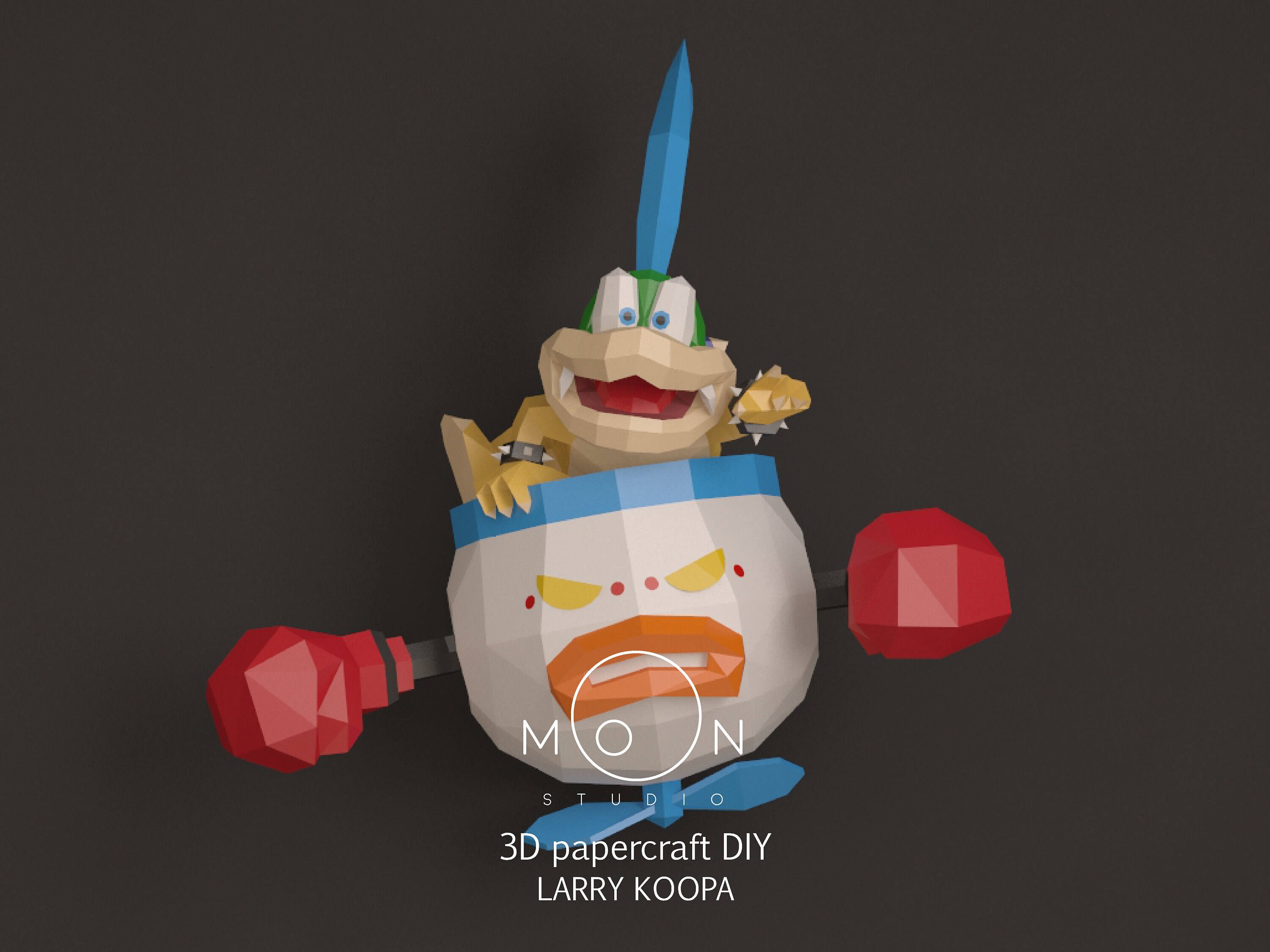 Larry Koopa, Wall Papercraft PDF, Dxf, Cameo, Svg, DIY, Low Poly Paper ...