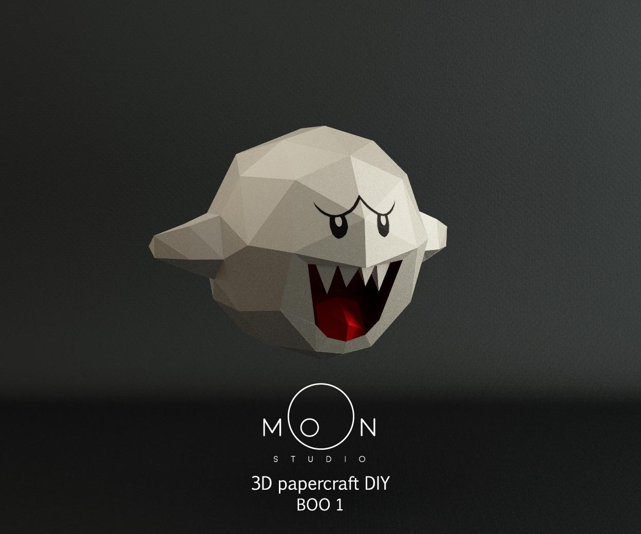 Boo Ghost, DIY, Papercraft, PDF, Svg, Dxf, Low Poly, Craft, Paper ...