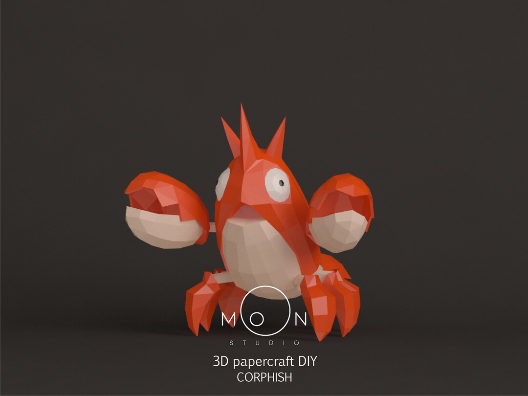 Corpish, DIY, Papercraft, Low Poly, 3D Model, DXF, SVG, Pokemon, Series ...