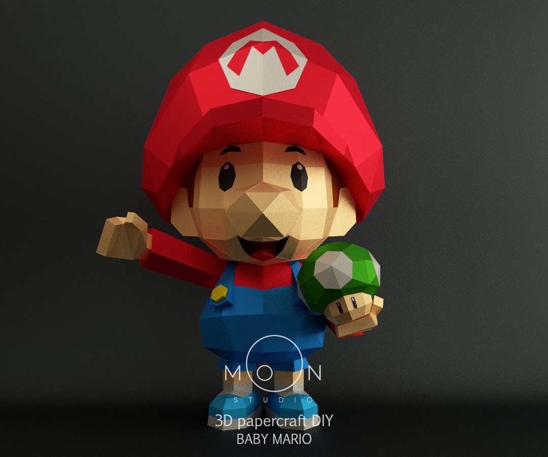Baby Mario, DIY, Papercraft, PDF, Svg, Dxf, Low Poly, 3D Model, Craft ...