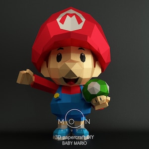 Baby Mario, DIY, Papercraft, PDF, Svg, Dxf, Low Poly, 3D Model, Craft ...
