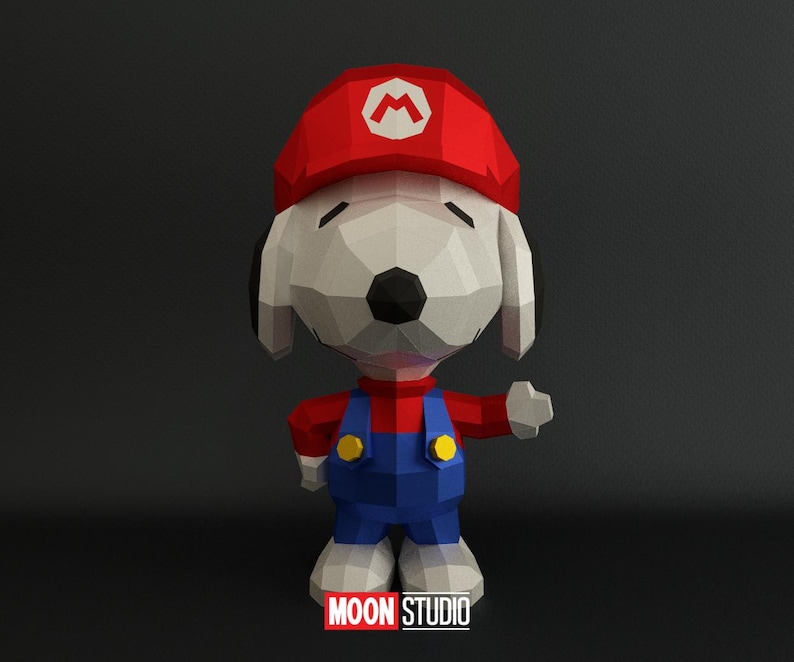 Snoopy M4r10, DIY, Papercraft, Pdf, Svg, Dxf, Low Poly, 3D Model, Craft ...