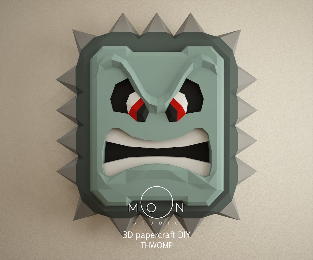 Thwomp, DIY, Papercraft, PDF, Svg, Dxf, Low Poly, 3D Model, Craft ...