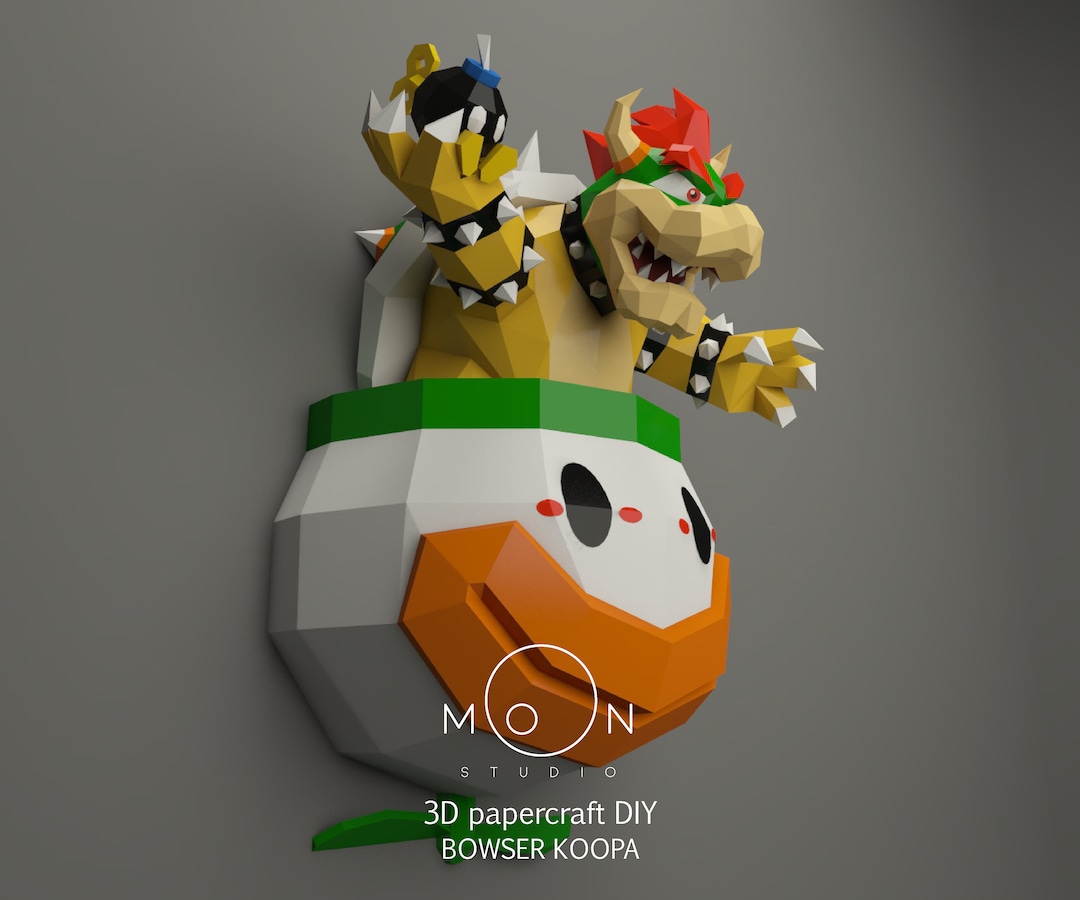 Bowser Koopa, Wall Papercraft PDF, Dxf, Cameo, Svg, DIY, Low Poly Paper ...