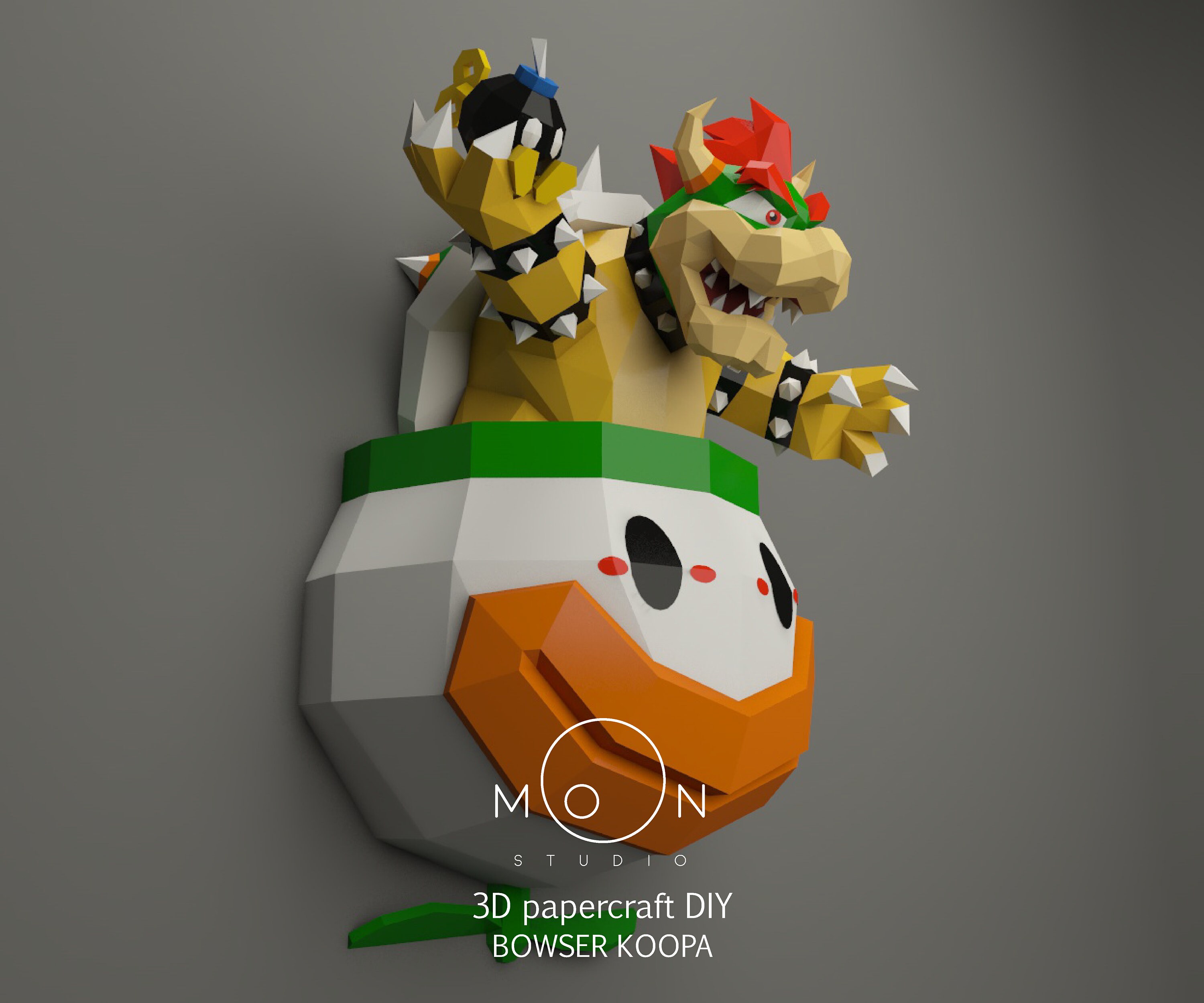 Bowser Koopa, Wall Papercraft PDF, Dxf, Cameo, Svg, DIY, Low Poly Paper ...