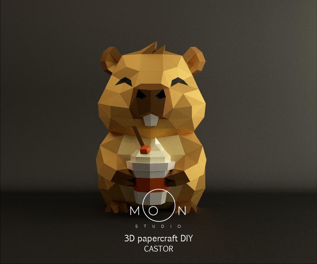 Beaver, Papercraft, Pdf Svg Dxf, Kawaii, Cute, Low Poly Art, DIY ...