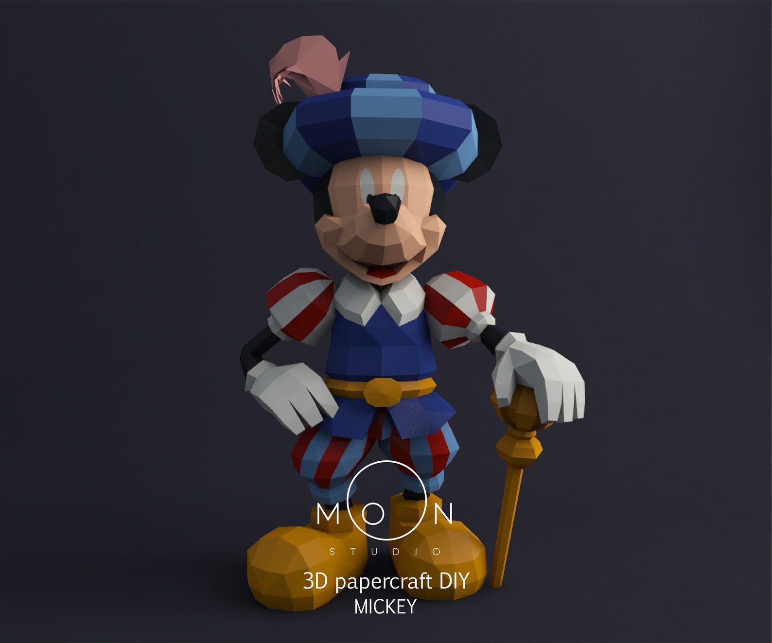 Mickey, DIY, Papercraft, PDF, Svg, Dxf, Low Poly, 3D Model, Craft ...