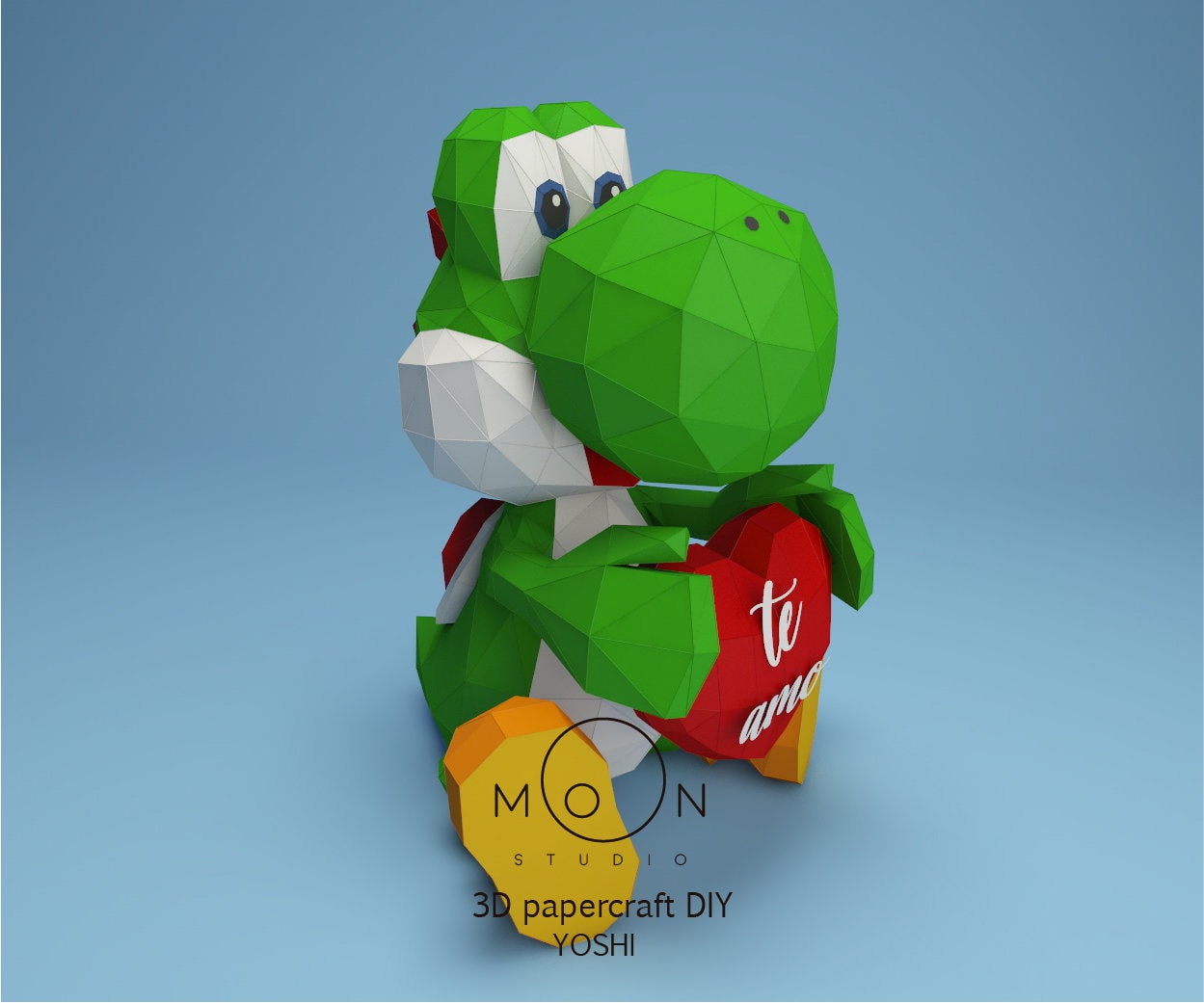 Yoshi Te Amo, DIY, Papercraft, PDF, Svg, Dxf, Low Poly, 3D Model, Craft ...