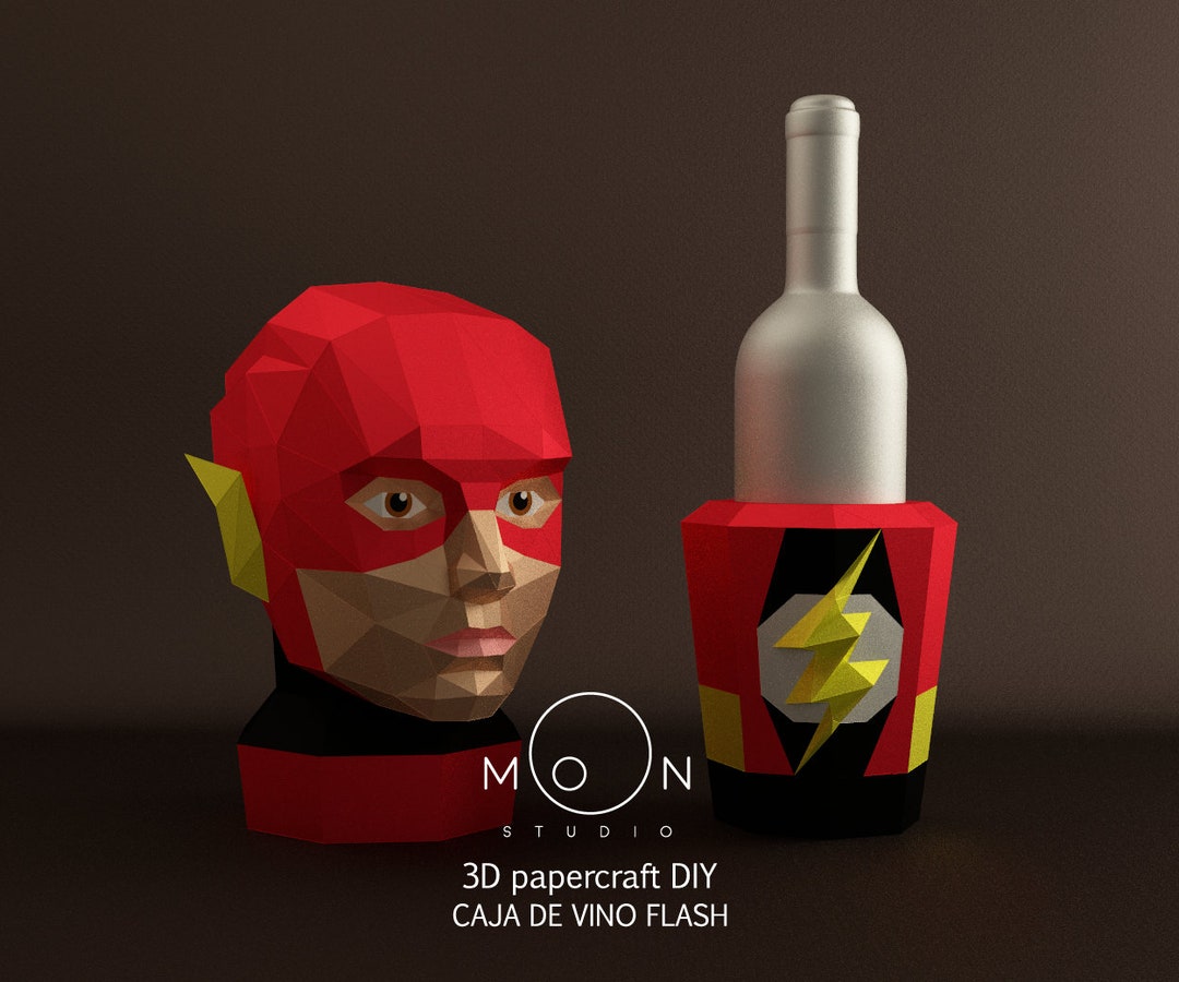 Flash Wine Box, Papercarft, Pdf, Svg, Dxf, Cameo, Cricut, DIY 3D Model ...