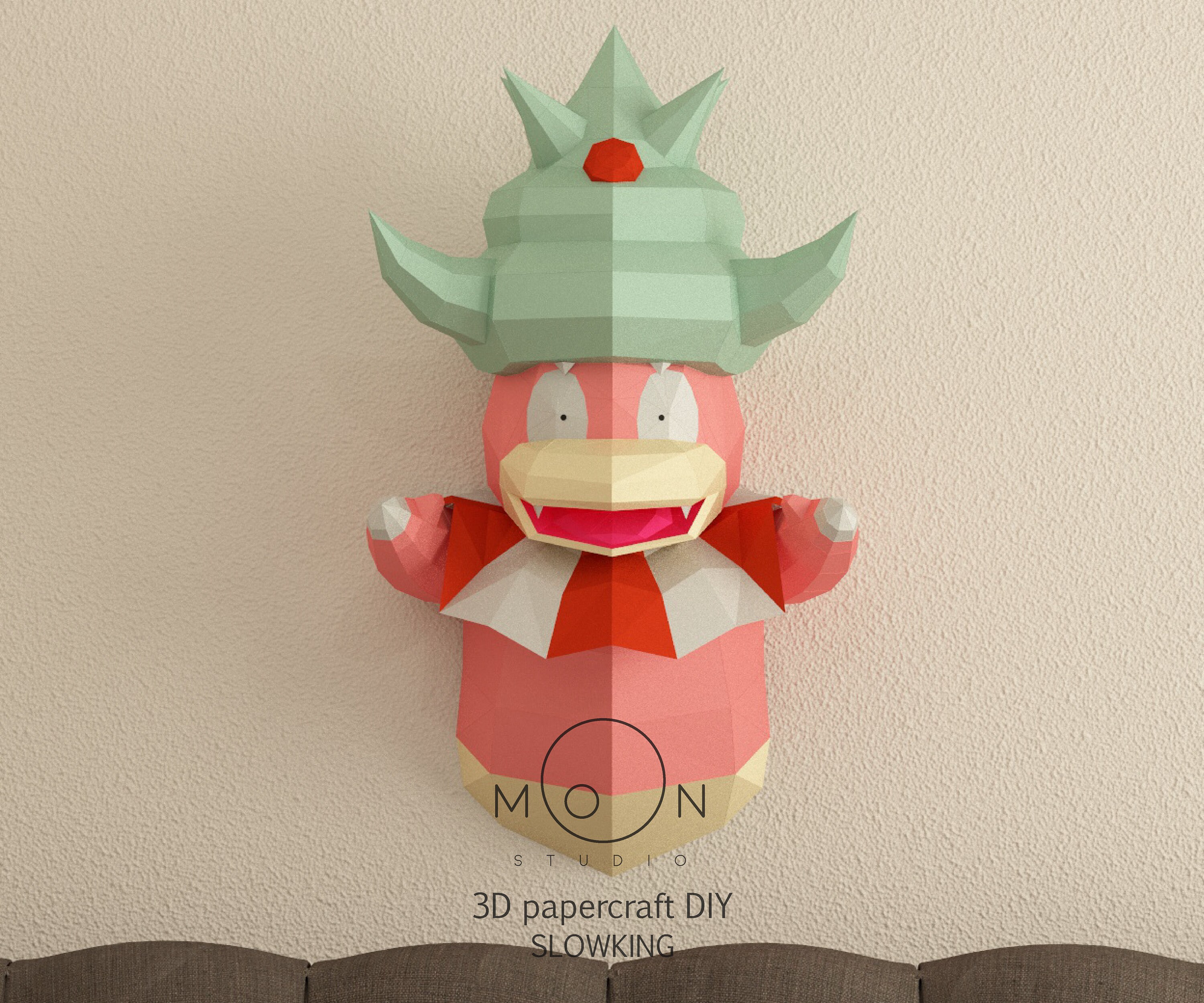 Slowking, DIY, Papercraft, Low Poly, 3D Model, DXF, SVG, Pokemon ...
