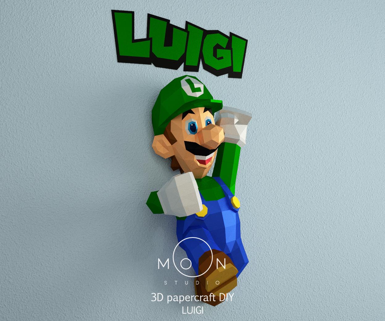 Luigi, DIY, Papercraft, PDF, Svg, Dxf, Low Poly, 3D Model, Craft, Paper ...
