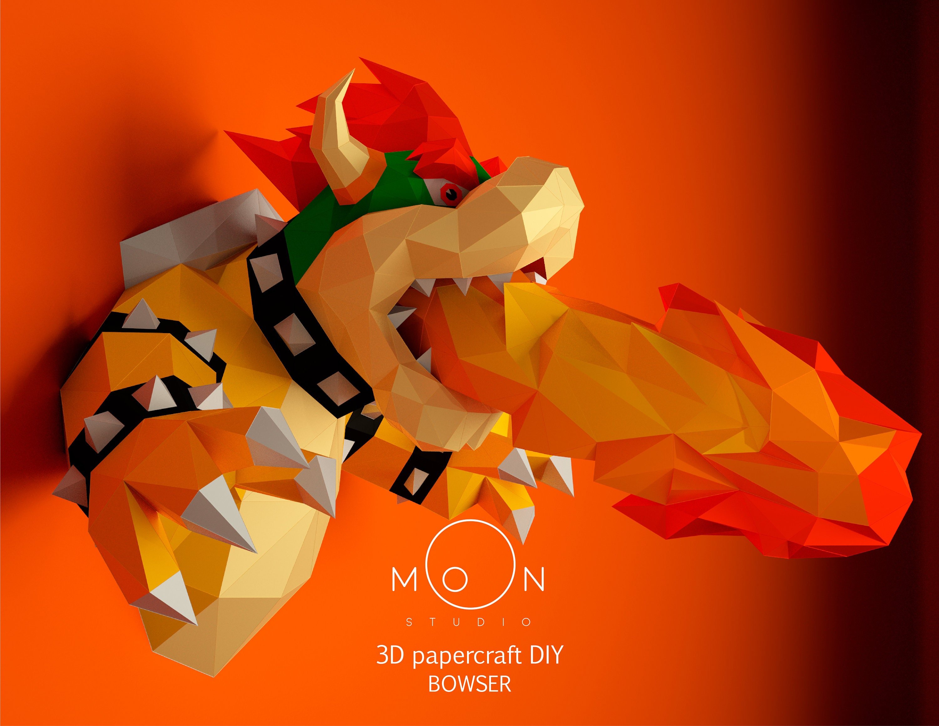 Bowser, DIY, Papercraft, PDF, Svg, Dxf, Low Poly, 3D model, Craft ...