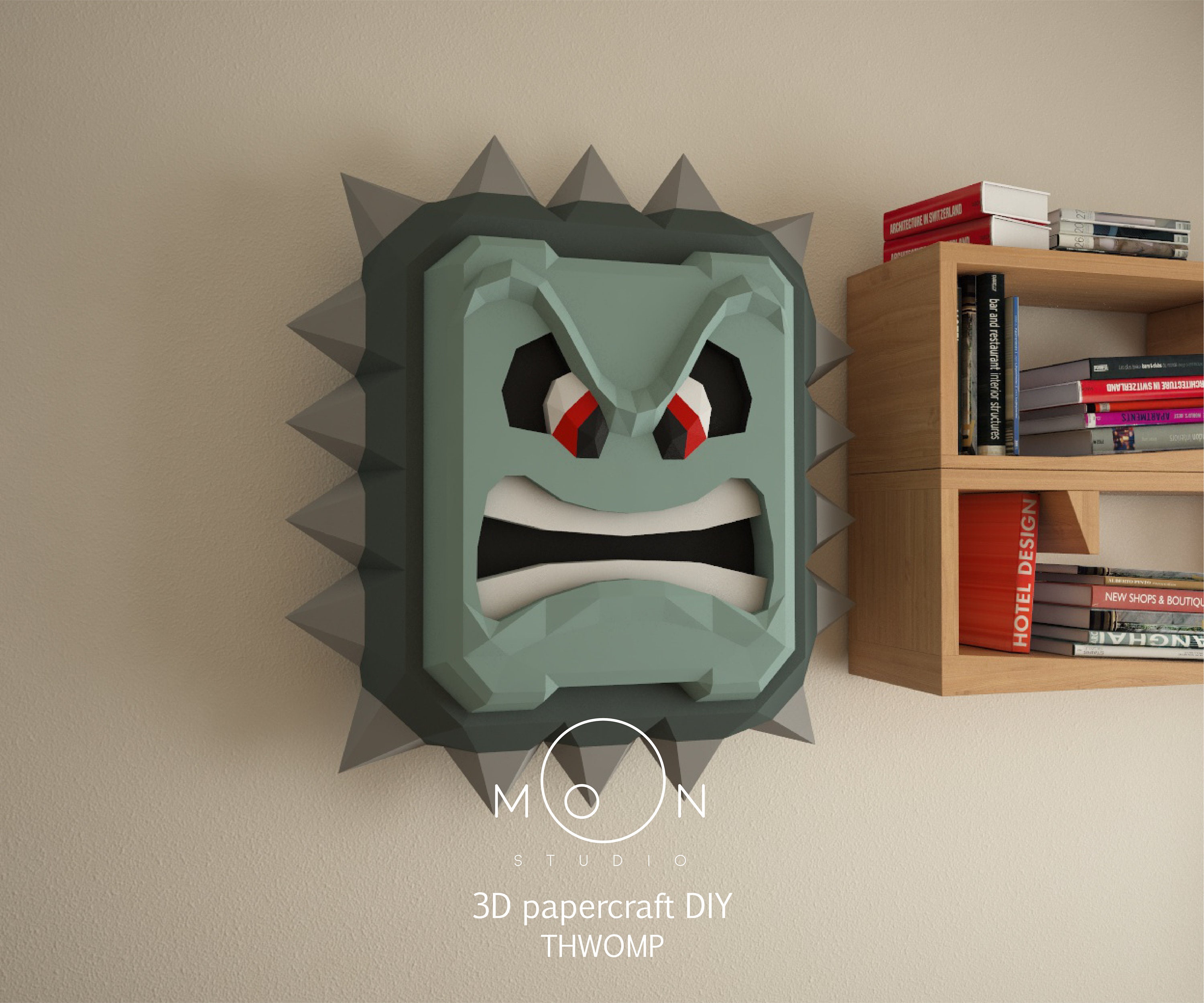 Thwomp, DIY, Papercraft, PDF, Svg, Dxf, Low Poly, 3D Model, Craft ...