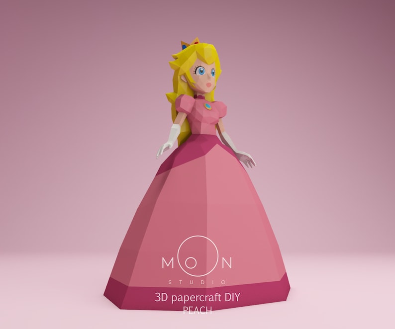 Peach, Princess, DIY, Papercraft, PDF, Svg, Dxf, Low Poly, 3D Model ...