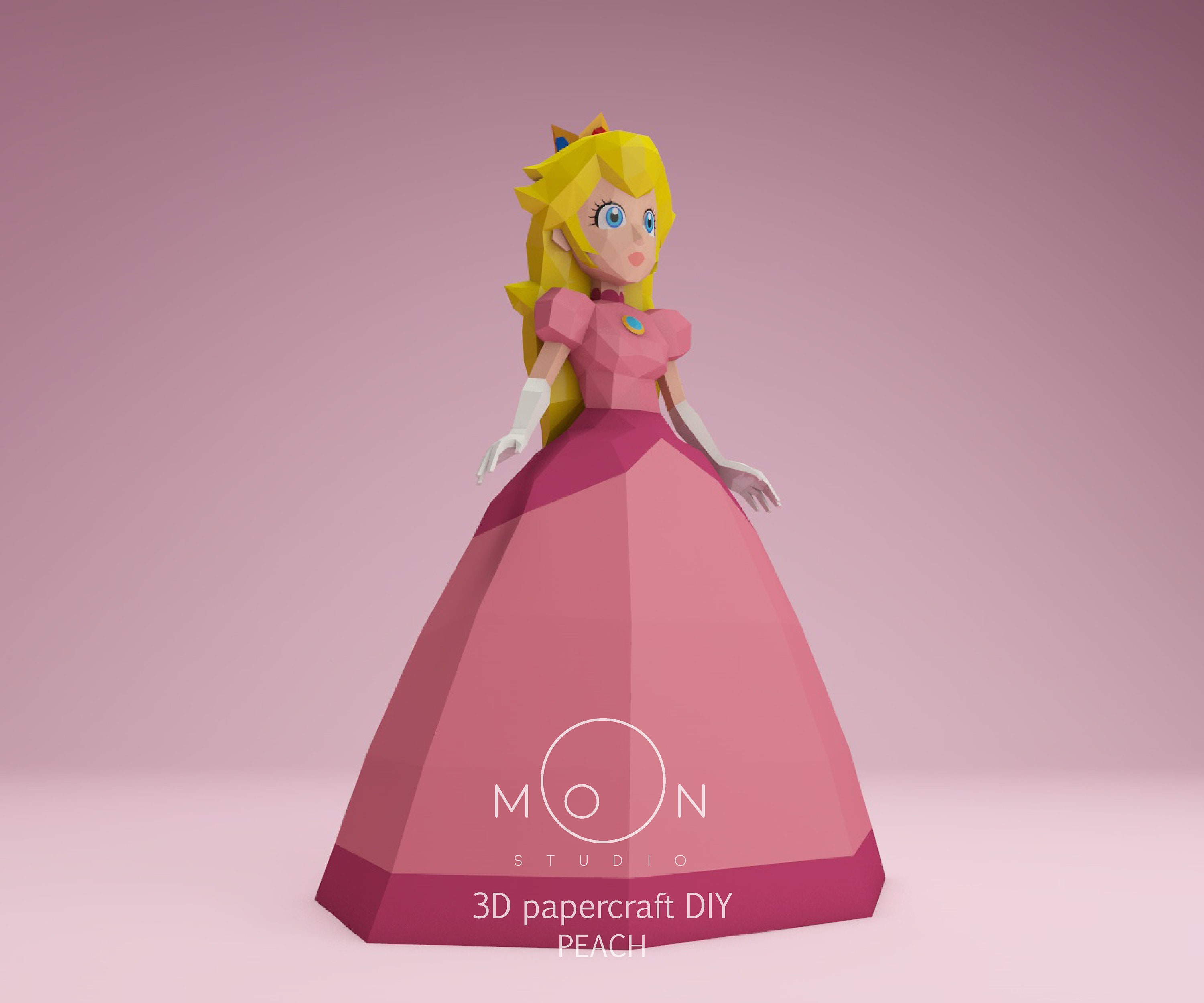 Peach, Princess, DIY, Papercraft, PDF, Svg, Dxf, Low Poly, 3D Model ...