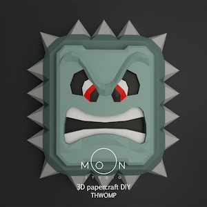 Thwomp, DIY, Papercraft, PDF, Svg, Dxf, Low Poly, 3D Model, Craft ...