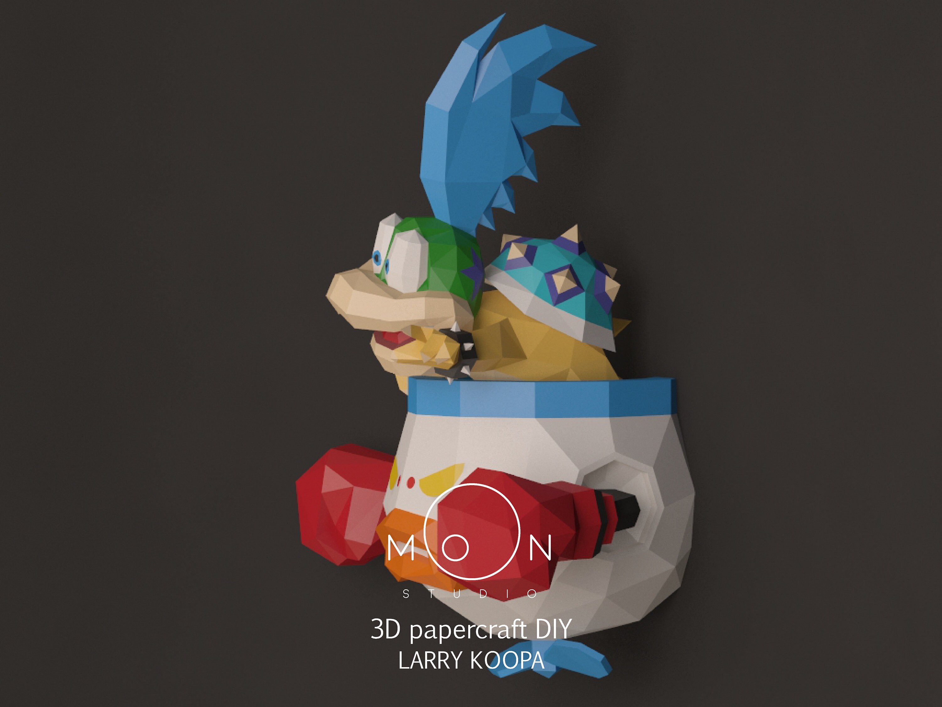 Larry Koopa, Wall Papercraft PDF, Dxf, Cameo, Svg, DIY, Low Poly Paper ...