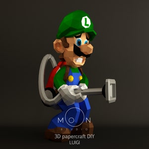 Luigi Mansion, DIY, Papercraft, PDF, Svg, Dxf, Low Poly, 3D Model ...