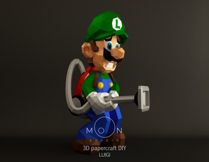Luigi Mansion, DIY, Papercraft, PDF, Svg, Dxf, Low Poly, 3D Model ...