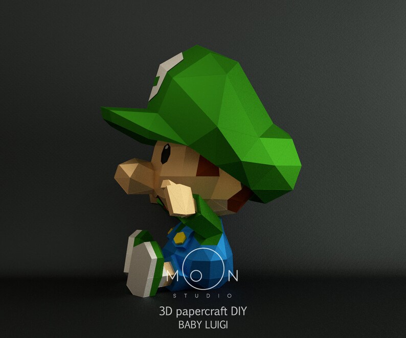 Baby Luigi, DIY, Papercraft, PDF, Svg, Dxf, Low Poly, modèle 3D, Craft ...