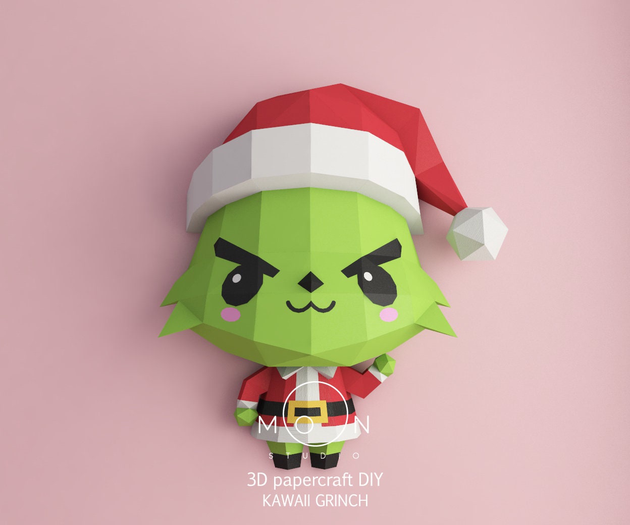 Kawaii Grinch DIY Papercraft PDF Svg Dxf Low Poly 3D - Etsy México