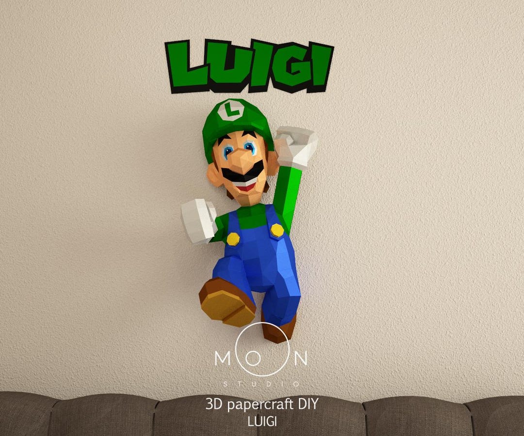 Luigi, DIY, Papercraft, PDF, Svg, Dxf, Low Poly, 3D Model, Craft, Paper ...