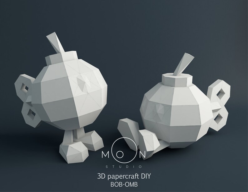Bob-omb, DIY, Papercraft, PDF, Svg, Dxf, Low Poly, 3D model, Craft ...