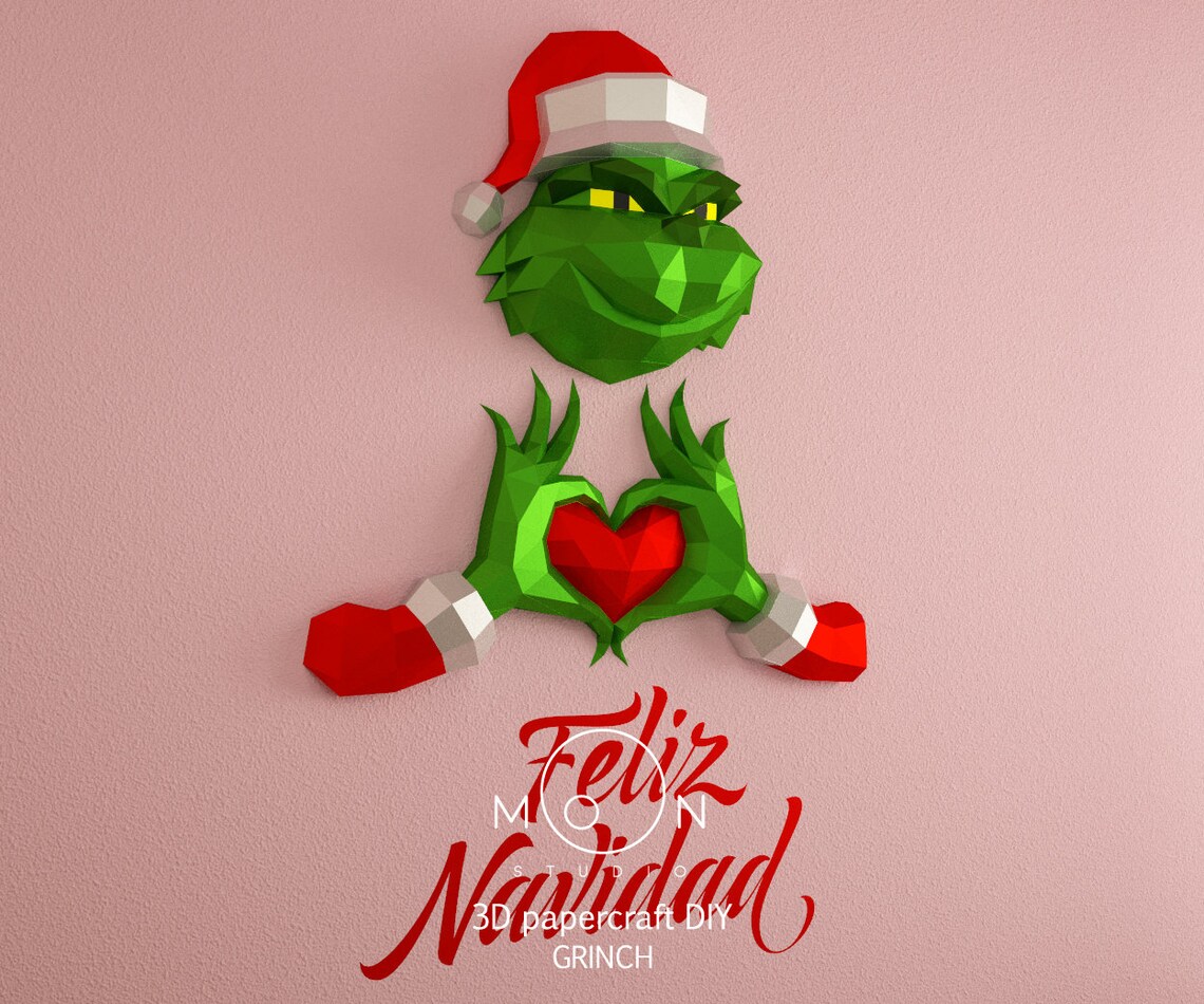 Grinch, DIY, Papercraft, PDF, Svg, Dxf, Low Poly, 3D Model, Craft ...
