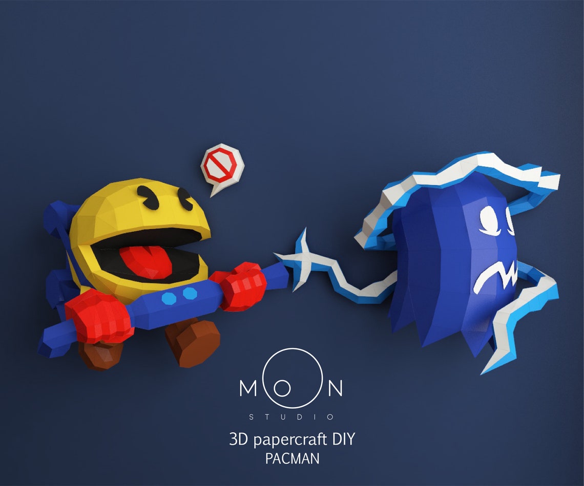Pacman, DIY, Papercraft, PDF, Svg, Dxf, Low Poly, Cricut, Maker, Cameo ...