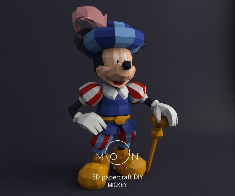 Mickey, DIY, Papercraft, PDF, Svg, Dxf, Low Poly, 3D Model, Craft ...
