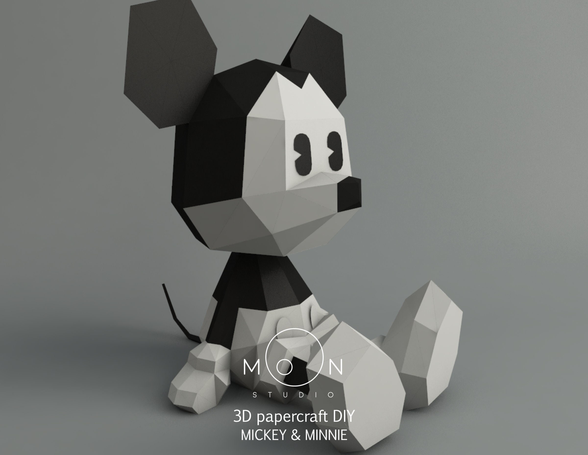 Mickey & Minnie Papercraft PDF, SVG, dxf Template For Children's Room ...